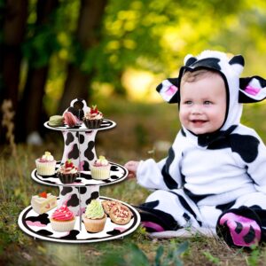 3 Tier Cow Print Cupcake Stand Cow Print Party Supplies Cardboard Cupcake Stand for 24 Cupcakes Cow Cupcake Holder for Girls Boys Cow Theme Birthday Party Decorations Farm Animal Baby Shower Decor