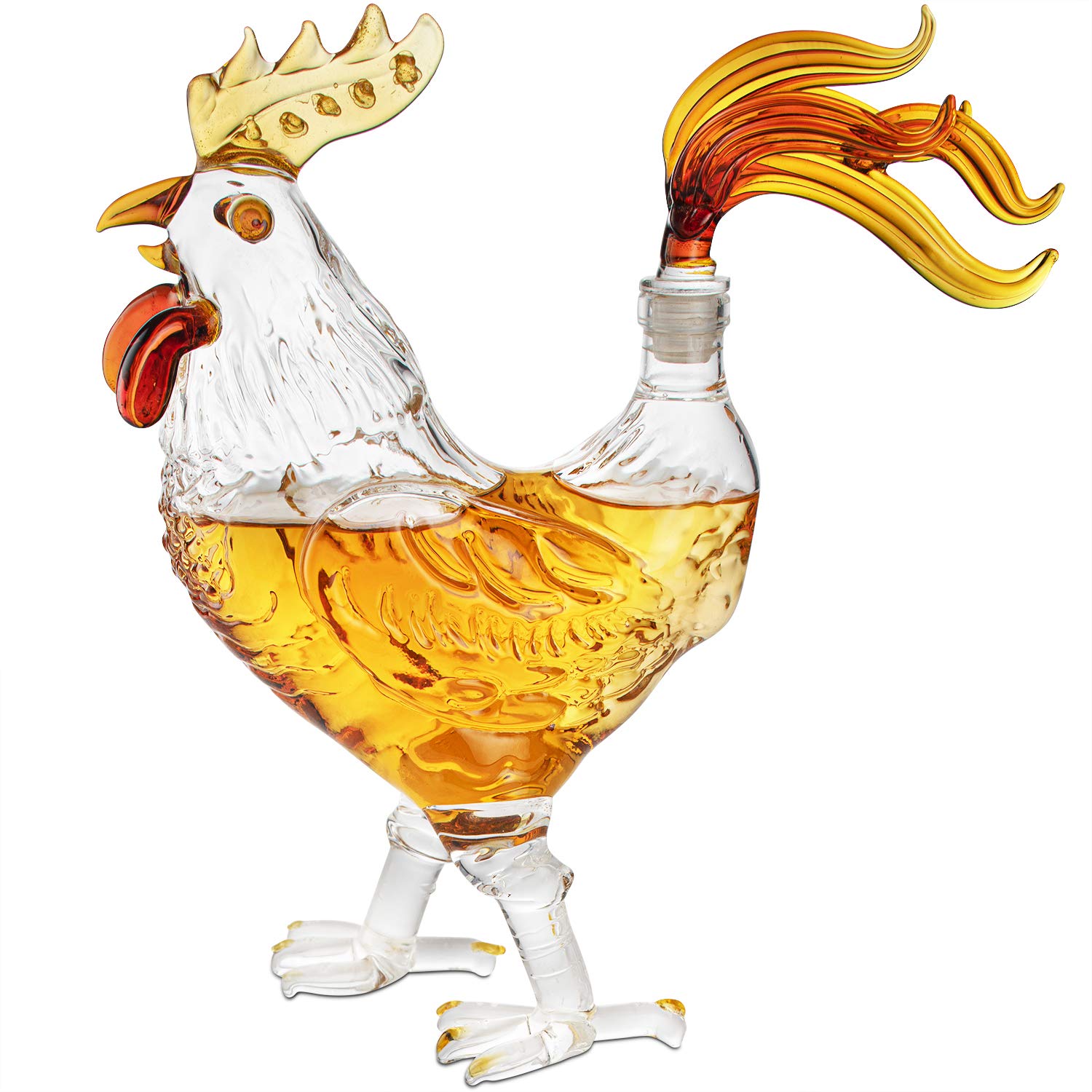 Cock - Chicken Decanter 500ml Whiskey and Wine Decanter - by The Wine Savant, Rooster Glass Decanter For Whiskey, Scotch, Spirits, Wine Or Vodka For Whiskey Lovers