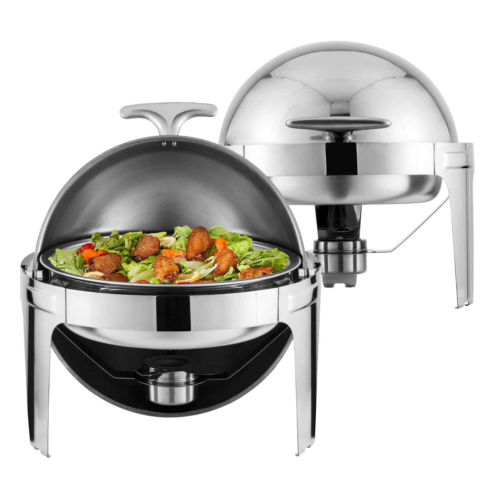 Mophorn 6QT Round Stainless Steel Chafing Dish (2pcs)