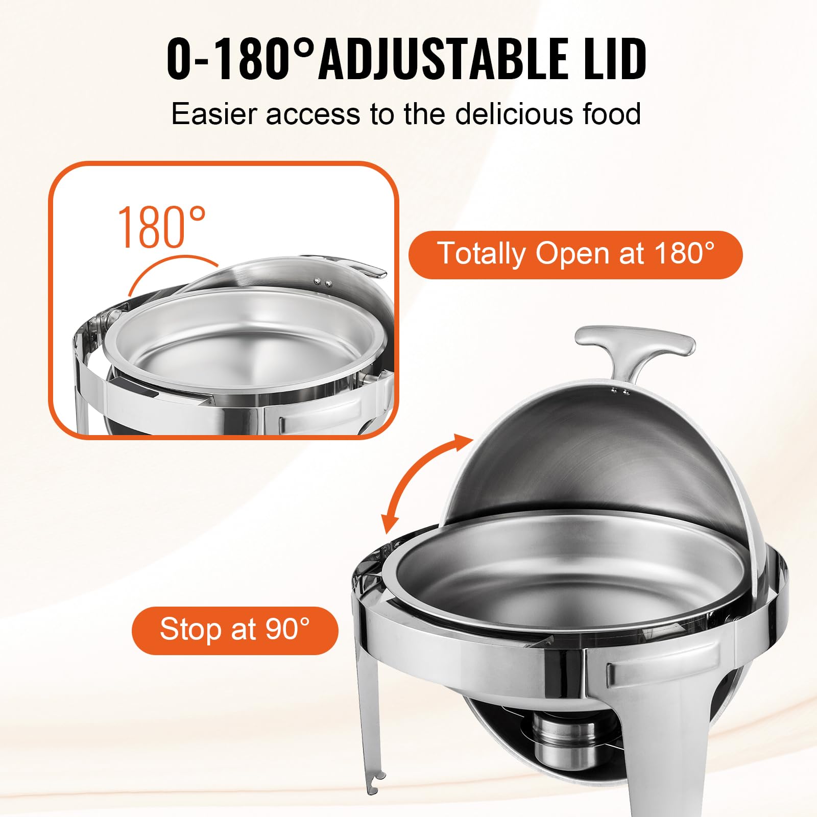 Mophorn 6QT Round Stainless Steel Chafing Dish (2pcs)