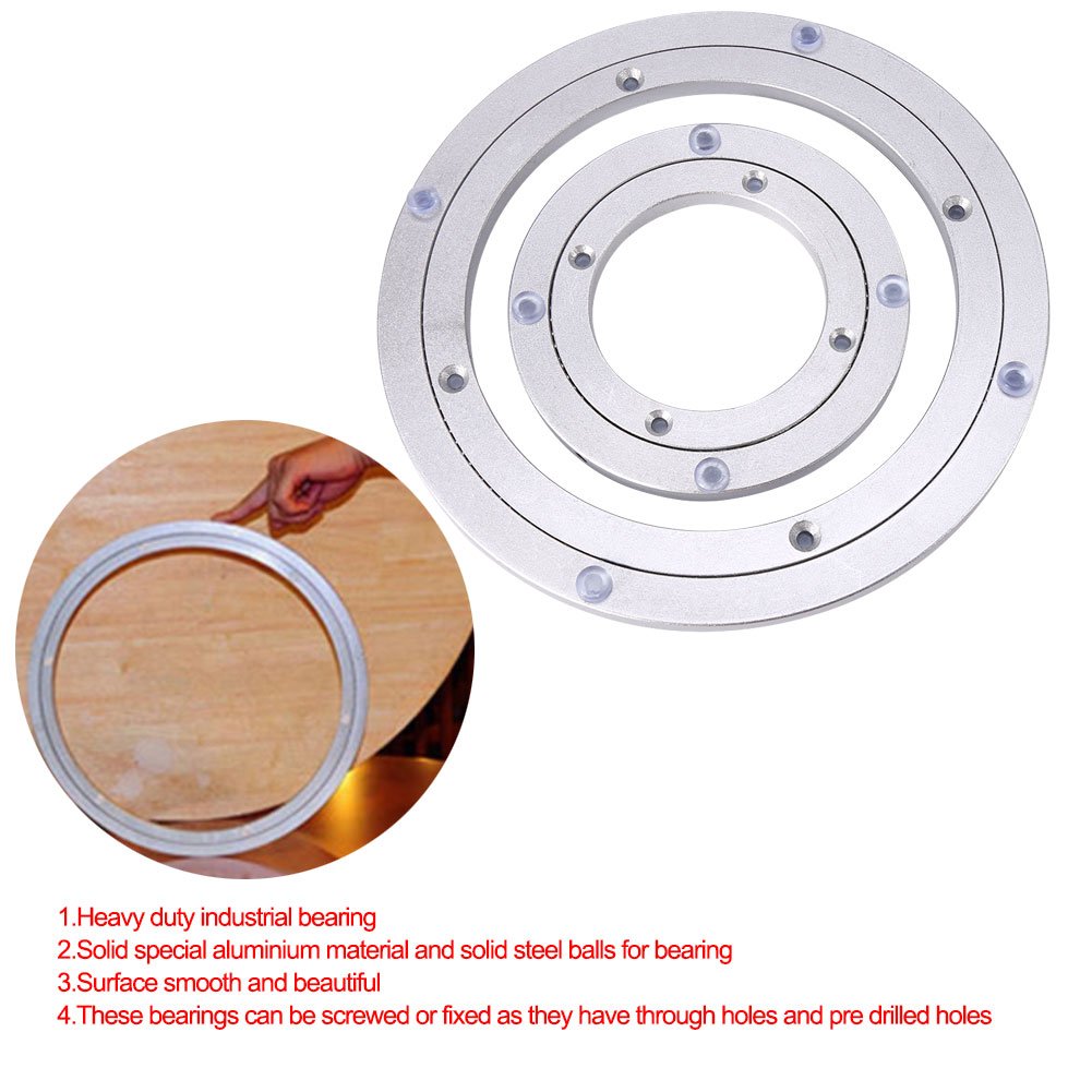 Swivel Turntable Heavy Duty Aluminium Alloy Rotating Bearing Turntable Round Dining Table Smooth Swivel Plate for Kaleidoscopes Tabletop Serving Trade Show Displays(10 inch)