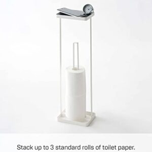 YAMAZAKI Home Roll Stand with Tray | Steel | Toilet Paper Stocker, One Size, White