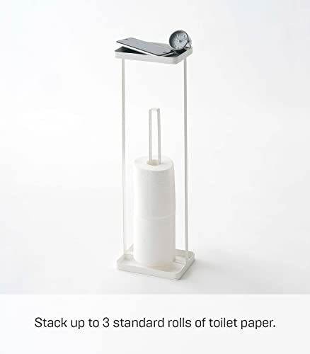 YAMAZAKI Home Roll Stand with Tray | Steel | Toilet Paper Stocker, One Size, White