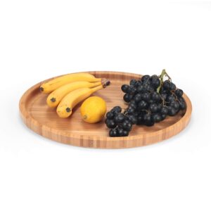 Bamber Large Size Bamboo Serving Tray, Oval, 15.5 x 11.8 x 0.8 Inches