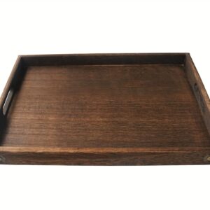 Wood Serving Tray with Handles, 16" Rustic Tray, Durable and Lightweight Paulownia Wood Nesting Tray