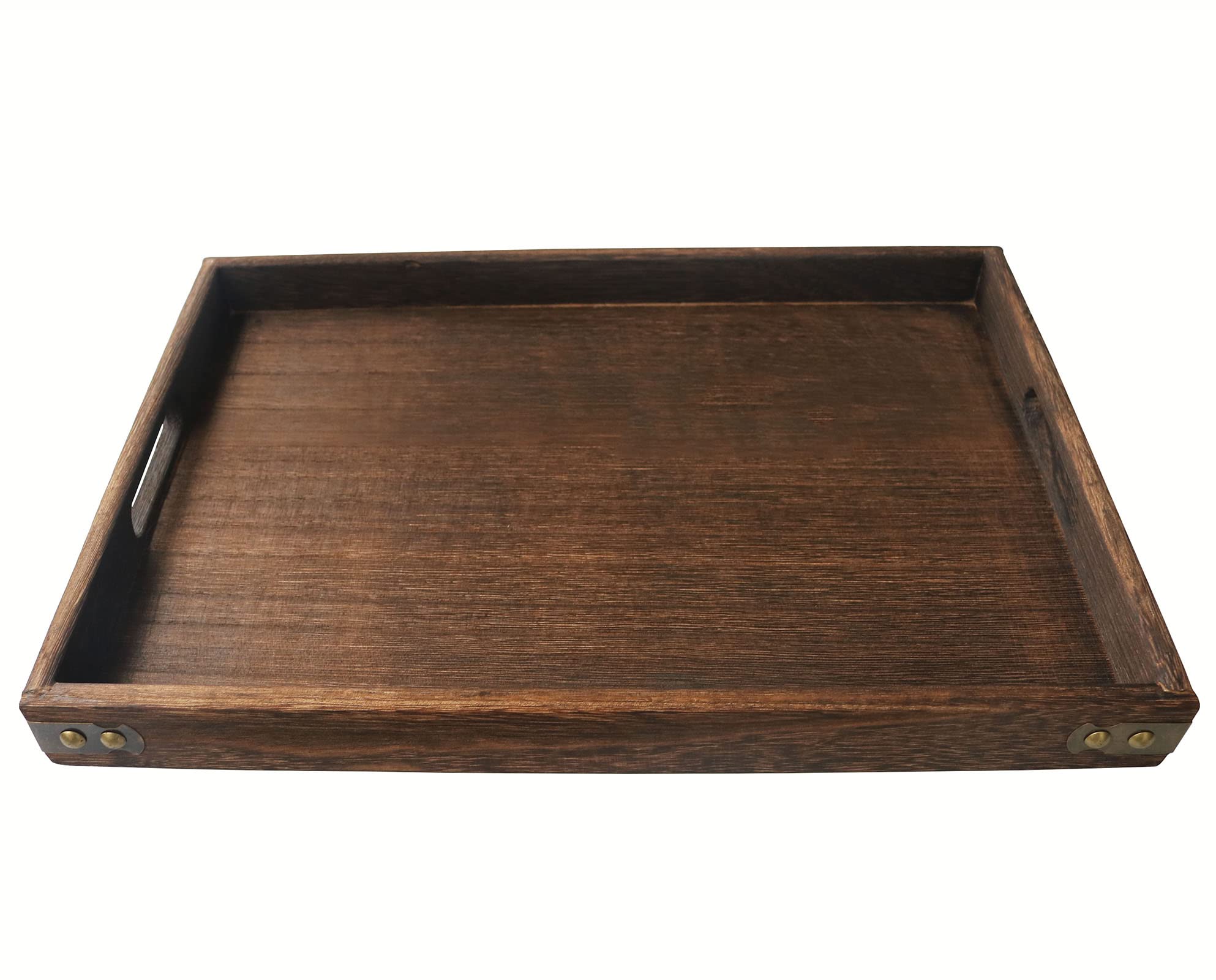 Wood Serving Tray with Handles, 16" Rustic Tray, Durable and Lightweight Paulownia Wood Nesting Tray