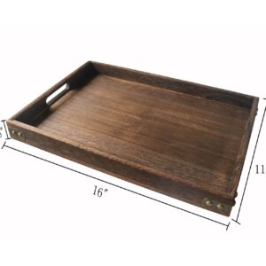 Wood Serving Tray with Handles, 16" Rustic Tray, Durable and Lightweight Paulownia Wood Nesting Tray