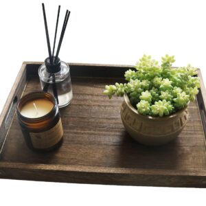 Wood Serving Tray with Handles, 16" Rustic Tray, Durable and Lightweight Paulownia Wood Nesting Tray