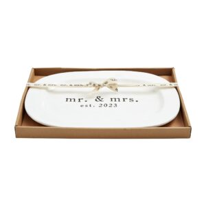 mud pie mr. & mrs. 2023 platter, 12' x 17', white