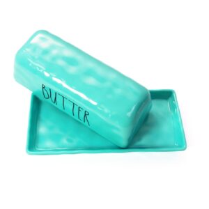 TP Butter Dish with Lid and Knife Polished Design Melamine Butter Keeper, Butter Holder with Cover, Butter Container Holds a Standard Stick of Butter, Dishwasher Safe (Teal)