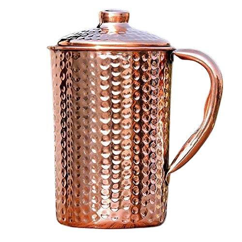 AncientImpex Pure Copper (99.74%) Hammered Water Jug | Copper Pitcher for Ayurveda Health Benefits (50.7 US Fluid Ounce)