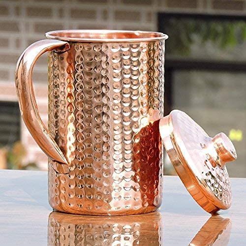 AncientImpex Pure Copper (99.74%) Hammered Water Jug | Copper Pitcher for Ayurveda Health Benefits (50.7 US Fluid Ounce)