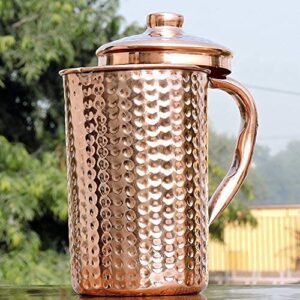 AncientImpex Pure Copper (99.74%) Hammered Water Jug | Copper Pitcher for Ayurveda Health Benefits (50.7 US Fluid Ounce)