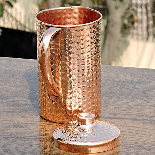 AncientImpex Pure Copper (99.74%) Hammered Water Jug | Copper Pitcher for Ayurveda Health Benefits (50.7 US Fluid Ounce)