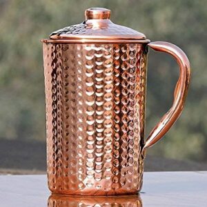 AncientImpex Pure Copper (99.74%) Hammered Water Jug | Copper Pitcher for Ayurveda Health Benefits (50.7 US Fluid Ounce)