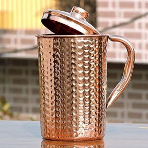 AncientImpex Pure Copper (99.74%) Hammered Water Jug | Copper Pitcher for Ayurveda Health Benefits (50.7 US Fluid Ounce)