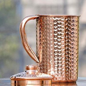 AncientImpex Pure Copper (99.74%) Hammered Water Jug | Copper Pitcher for Ayurveda Health Benefits (50.7 US Fluid Ounce)