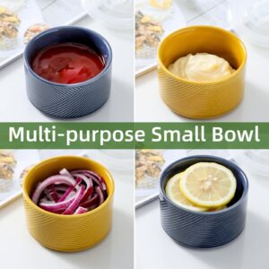 Adewnest Dipping Bowls with Lids: Ceramic Condiment Sauce Cups - 10 oz Sauce Bowls for Tomato Sauce, Soy, Salt and Other Seasoning - Small Porcelain Airtight Storage Containers Set of 2