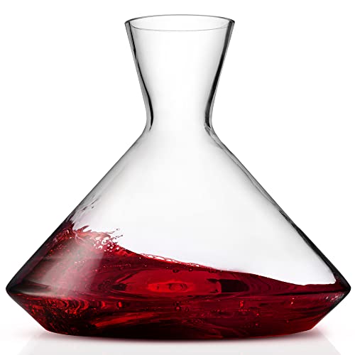 Wine Decanter – Hand-Blown Crystal Wine Carafe – Elegant Modern Pouring Vessel for Hosting Parties – Wine Aerator for Better Wine Experience (60 oz)