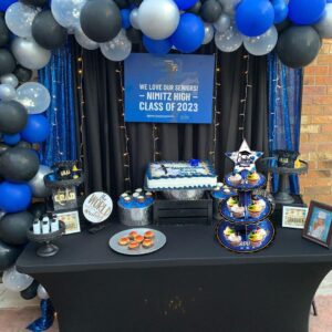 Hying Graduation Cupcake Stands 2024 for Dessert Table Party, 3 Tire Round Cardboard Dessert Stand 2024 Blue for Graduation Party Favors Supplies 2024 Cupcake Tower Display Congrats Grad 2024