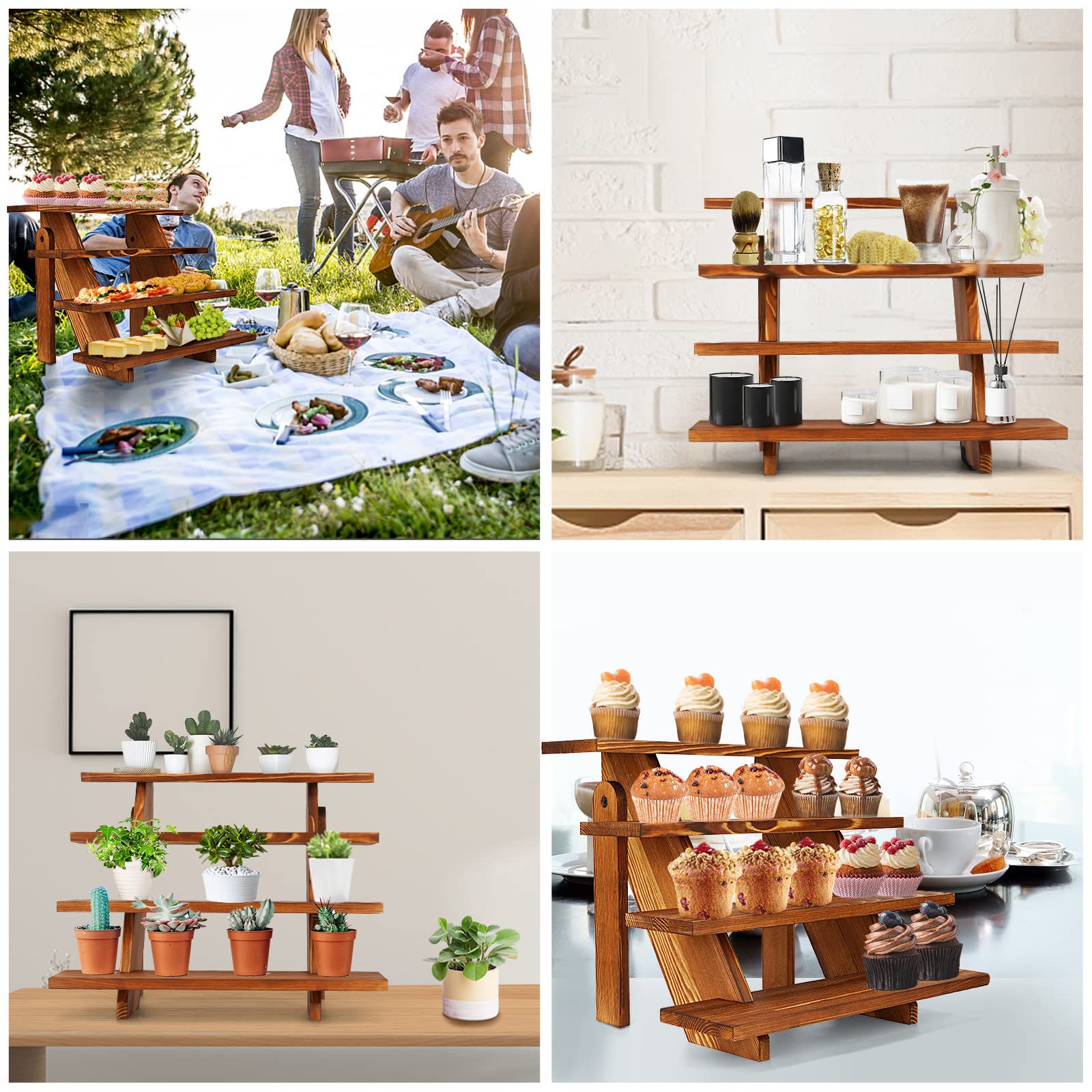 Wooden Cupcake Stand and Towers Wood Cup Cake Display Stand for Products Vendor Events Tool Free, Rustic Risers For Displays Ideal Craft Funko Pop Shelves, Outdoor Plant Stand Indoor, Dessert Table Di