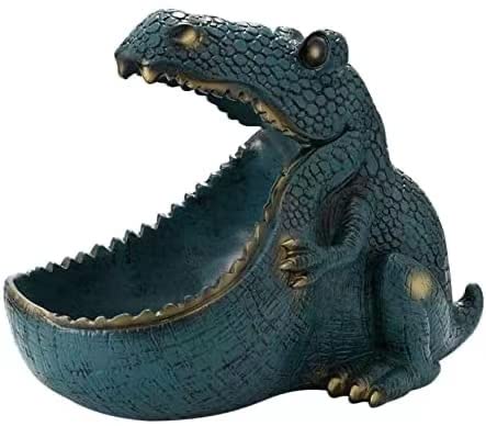 CUZOKOLA Dinosaur Statue Big Funny Unique Candy Bowl for Office Desk Animal Candy Dish for Office Desk Decor and Key Bowl for Entryway Table and Blue Playful Teal Candy Bowls Decorative Home Decor