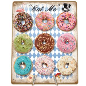 Faivykyd Alice in Wonderland Donut Wall Display Stand,Wonderland Themed Party Decorations for Weddings,Birthday & Donut Grow Up Parties,Mad Hatters Tea Party Props,Eat Me Donut Holder Fits 9 Doughnuts