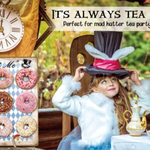 Faivykyd Alice in Wonderland Donut Wall Display Stand,Wonderland Themed Party Decorations for Weddings,Birthday & Donut Grow Up Parties,Mad Hatters Tea Party Props,Eat Me Donut Holder Fits 9 Doughnuts