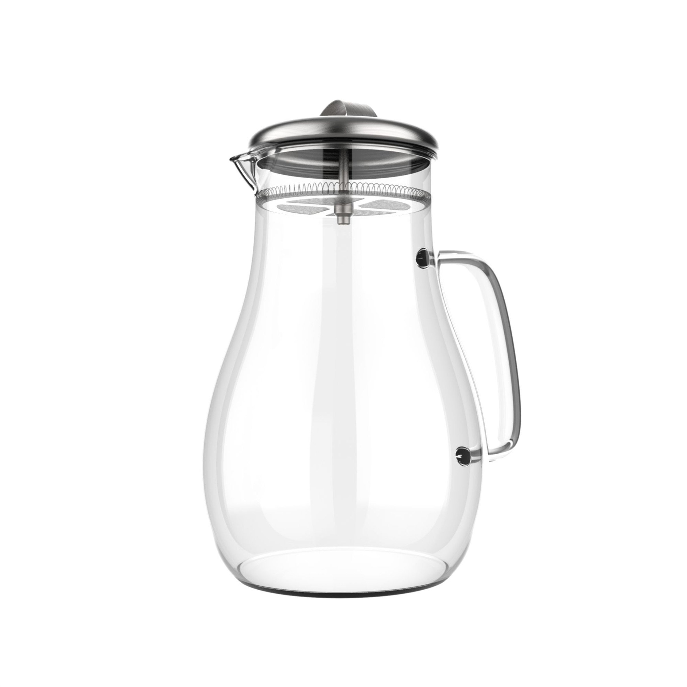 Classic Cuisine Glass Pitcher-64oz. Carafe with Stainless Steel Filter Lid-Heat Resistant to 300F-For Water, Coffee, Tea, Punch, Lemonade and More, 64 oz, Clear