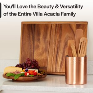 Villa Acacia Cake Stand - 16.75 x 12.75 inch Rustic Wood Table Stands for Decorating and Serving - Wooden Pedestal for Cupcake, Dessert, Fruit, Wedding & Birthday Parties - Rectangle