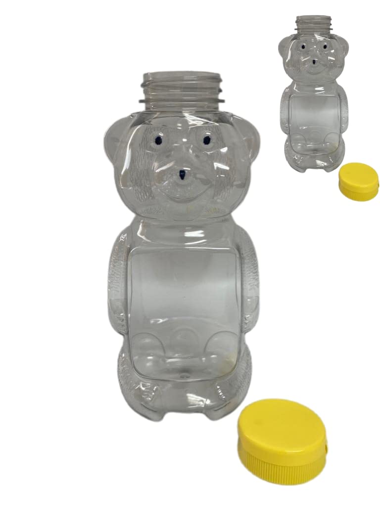 Natural Farms Pack of 3-16 oz Plastic Bear Honey Bottle Jars - Honey Squeeze Bottle Empty for Storing and Dispensing Honey