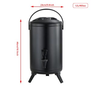 Stainless Steel Insulated Beverage Dispenser 12 Liter/3.17 Gallon with Spigot for tea coffee cold milk water juice in parties offices weddings (12 Liter/3.17 Gallon)