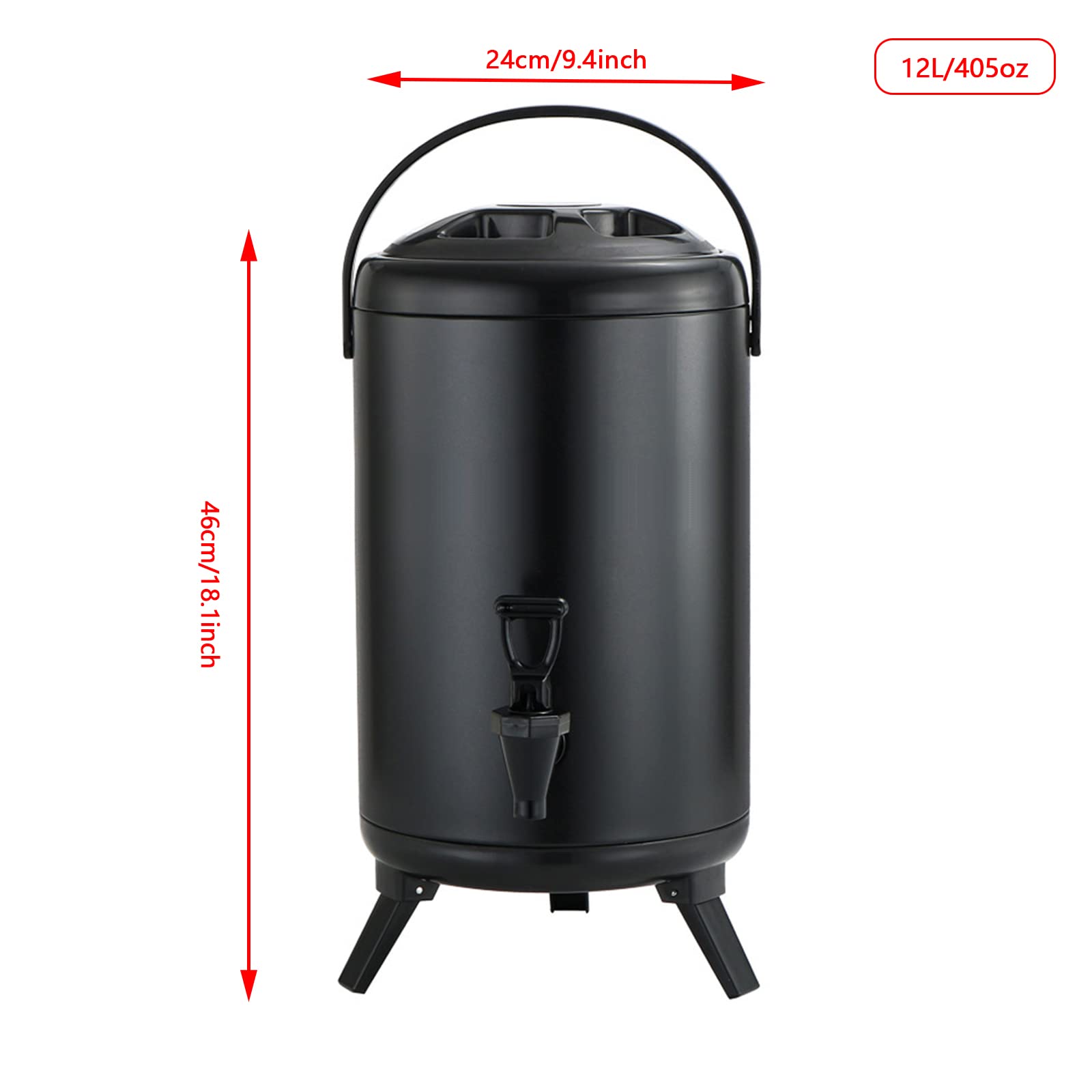 Stainless Steel Insulated Beverage Dispenser 12 Liter/3.17 Gallon with Spigot for tea coffee cold milk water juice in parties offices weddings (12 Liter/3.17 Gallon)