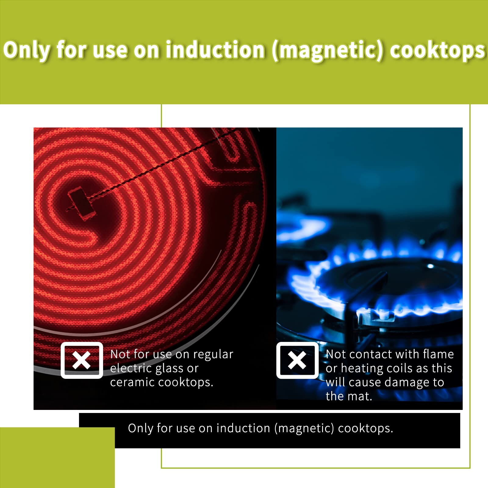 Cook's Aid 2 Pcs Induction Cooktop Protector Mat - (Magnetic) Induction Stove Protector - for Induction Stove, Multifunctional Silicone Mats - for Cooktop Cover, Microwave mat, Trivet