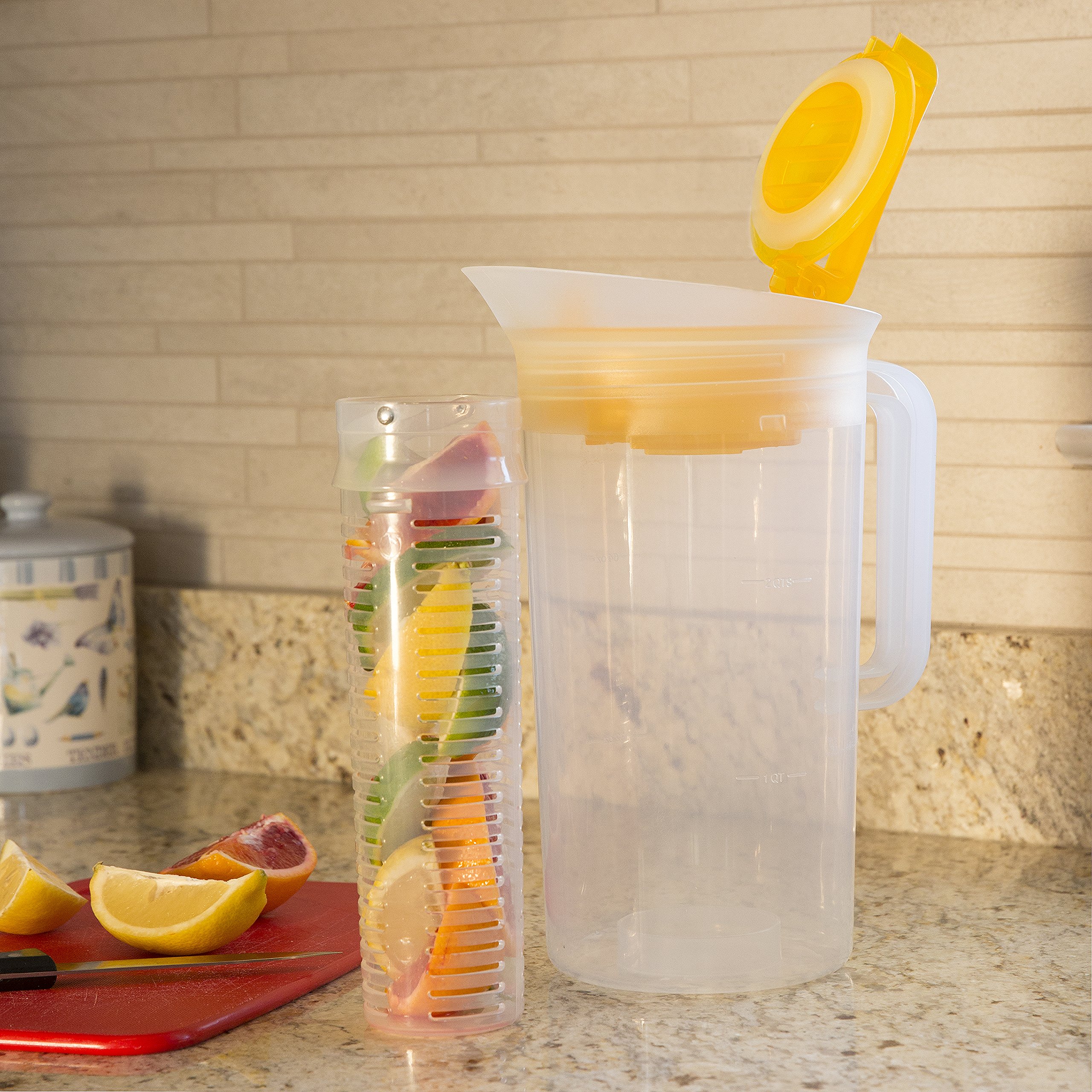 Primula Today Shake and Infuse Pitcher – Spacious and Innovative Infusion Chamber – 100% BPA, PVC, Phthalate, and – 3 Quarts – Yellow