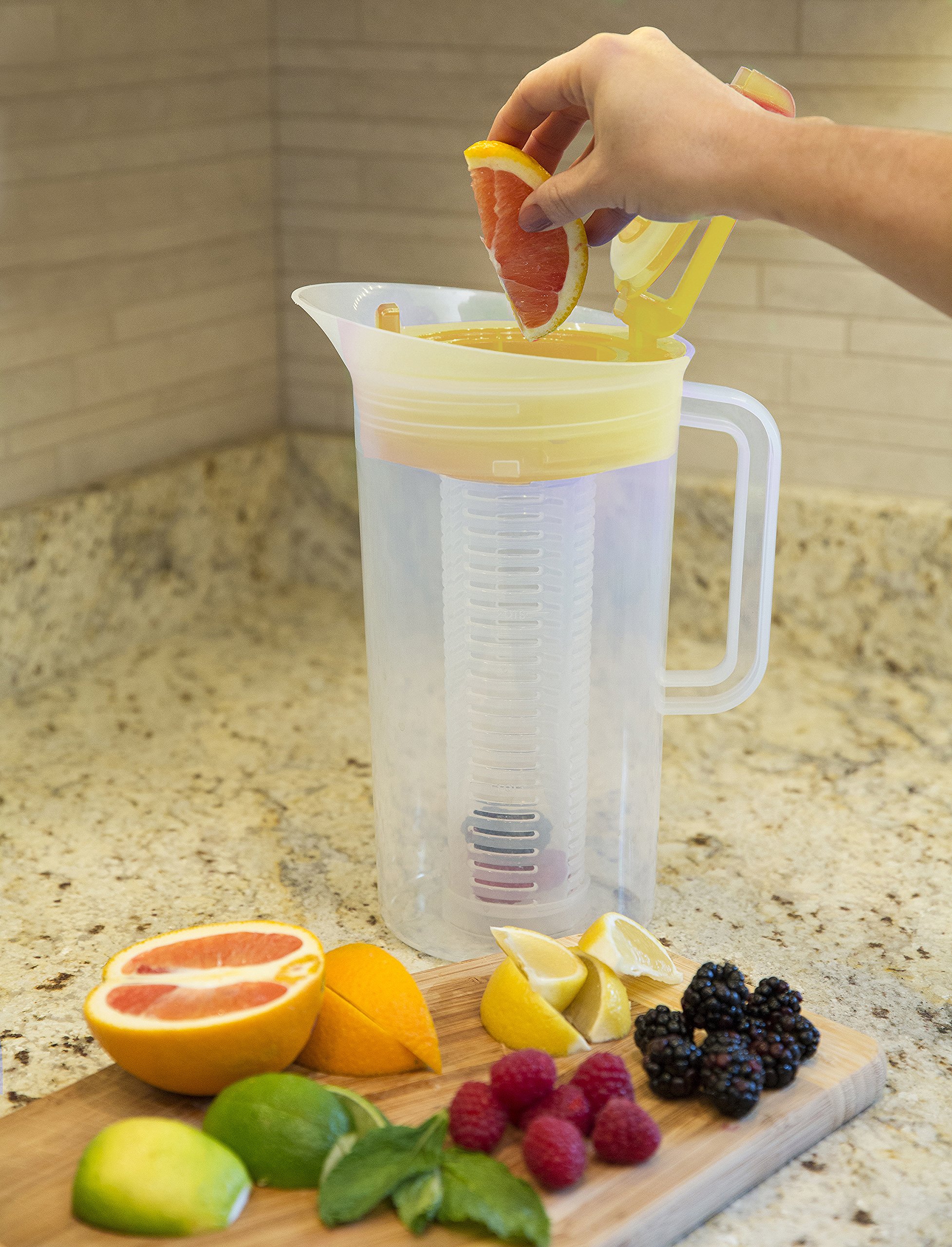 Primula Today Shake and Infuse Pitcher – Spacious and Innovative Infusion Chamber – 100% BPA, PVC, Phthalate, and – 3 Quarts – Yellow