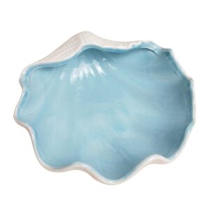 garneck shell bowl ceramic seashell shaped dish candy nuts fruits serving bowl desktop jewelry sundries tray multiuse storage dish blue