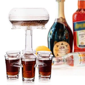 6 Shot Glass Dispenser and Holder, Wine Decanter and Bar Shot Dispenser with 6 Pcs Acrylic Cup, Cocktail Dispenser, Dispenser for Filling Liquids, Carrier Liquor Dispenser Drinking Tool for Party