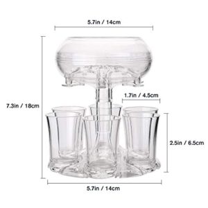 6 Shot Glass Dispenser and Holder, Wine Decanter and Bar Shot Dispenser with 6 Pcs Acrylic Cup, Cocktail Dispenser, Dispenser for Filling Liquids, Carrier Liquor Dispenser Drinking Tool for Party