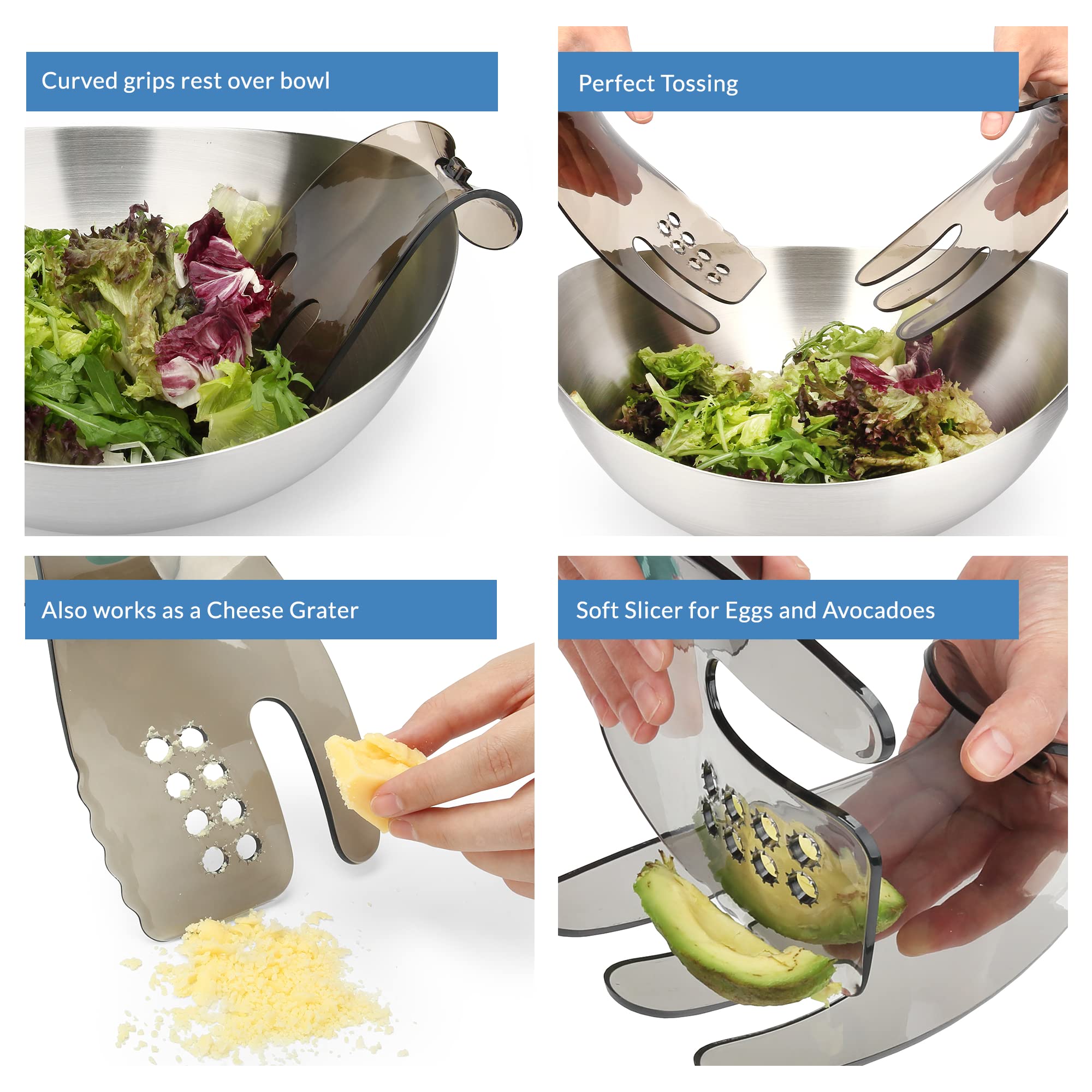 PortoFino Salad Hands - Salad Tongs for Serving - Salad Serving Utensils - Salad Tosser Salad Servers - Salad Claws Salad Picker - Salad Spoons for Serving - Salad Mixing Tongs Salad Mixers - Ensalada