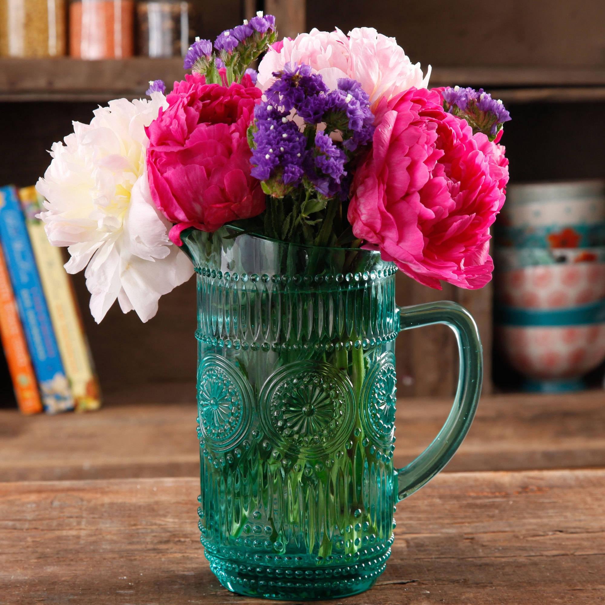 The Pioneer Woman Adeline 1.59-Liter Glass Pitcher Turquoise