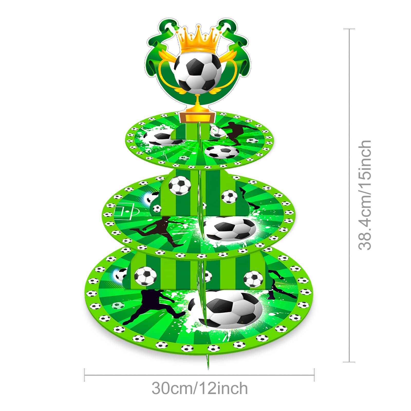 2 PCS Soccer Cupcake Stands - Soccer Party Decoration 3 Tier Desert Cup Cake Holder Stand Display for Soccer World Cup Kids Birthday Soccer Party Sport Party Supplies