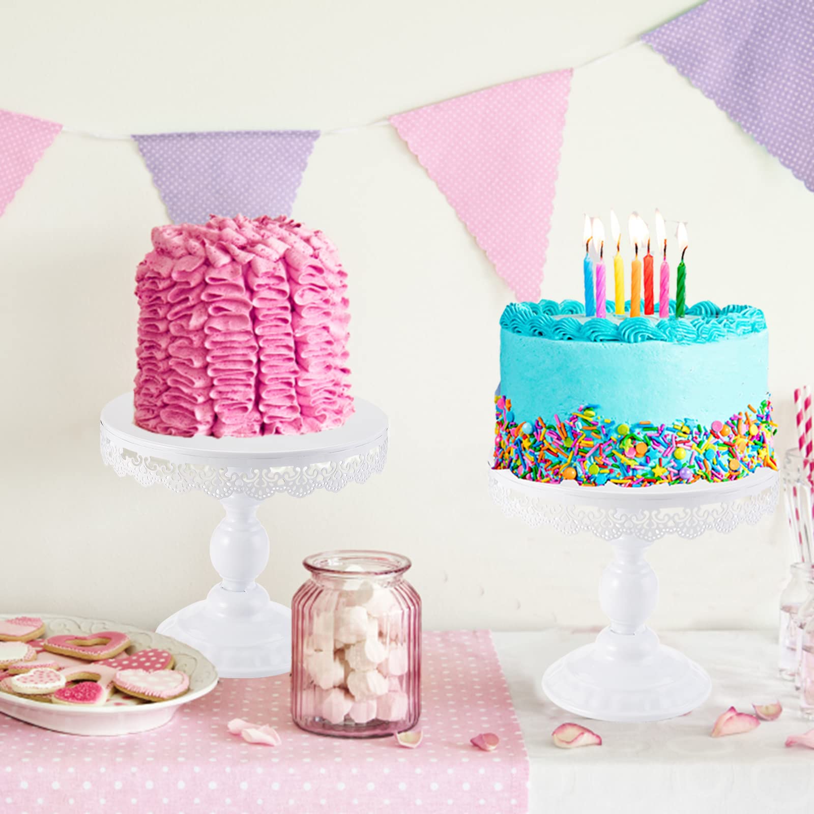 TOPZEA Set of 3 Cake Stands, 8" & 10" & 12" Round Cupcake Display Metal Dessert Cake Holders for Weddings, Birthday Party, Baby Shower, Anniversary, White