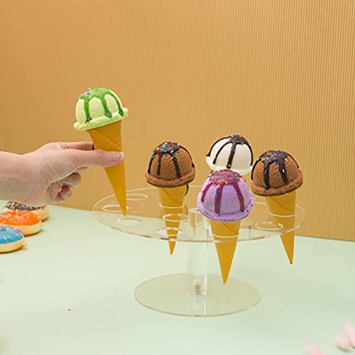 BLBYHO 【2 Pack 】 Acrylic Ice Cream Cone Holder Stand, Charcuterie Cone Holder, Sushi Hand Roll Stand Waffle Cupcake Sugar Cone Holder Stand, 14 Holes, Ideal Display Stand for Party, Baking Sell