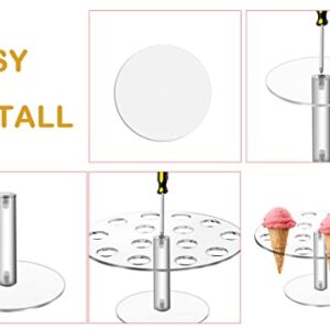 BLBYHO 【2 Pack 】 Acrylic Ice Cream Cone Holder Stand, Charcuterie Cone Holder, Sushi Hand Roll Stand Waffle Cupcake Sugar Cone Holder Stand, 14 Holes, Ideal Display Stand for Party, Baking Sell