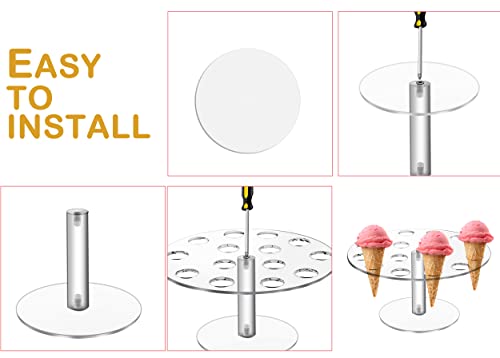 BLBYHO 【2 Pack 】 Acrylic Ice Cream Cone Holder Stand, Charcuterie Cone Holder, Sushi Hand Roll Stand Waffle Cupcake Sugar Cone Holder Stand, 14 Holes, Ideal Display Stand for Party, Baking Sell