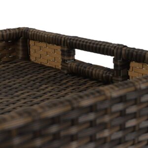 Outdoor/Indoor Hand Woven PE Rattan Large Serving Tray (Mixed Brown)