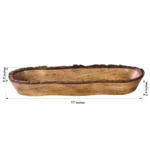 Divit Shilp Natural Wooden Tray, Serving Bowl for Salad, Veggies and Fruits, Large Deep Tray for Family, Party (Bark Edge Tray)