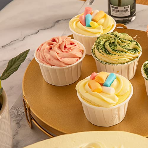 Nelhalt Gold Cake Stand 3 Pcs, Modern Dessert Table Display Set 12 in. L + 10 in. L + 8 in. L x 2 in. H Tiered Cupcake Holder Candy Fruit Plate Decoration for Wedding Birthday Party Celebration