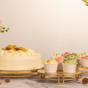 Nelhalt Gold Cake Stand 3 Pcs, Modern Dessert Table Display Set 12 in. L + 10 in. L + 8 in. L x 2 in. H Tiered Cupcake Holder Candy Fruit Plate Decoration for Wedding Birthday Party Celebration